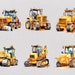 Construction Vehicles Clipart PNG Bundle, Transparent Clip Art for Kids ...