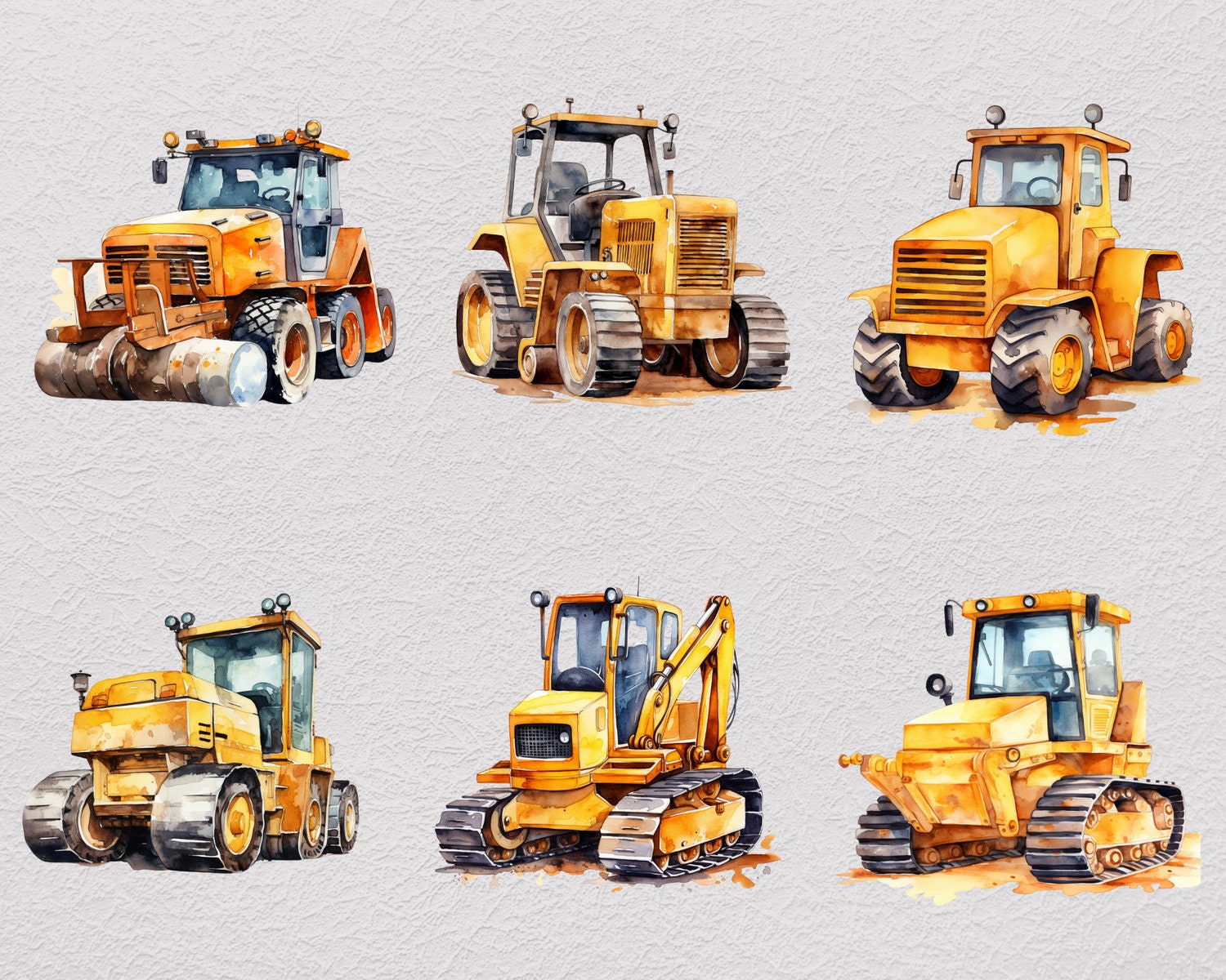 Construction Vehicles Clipart PNG Bundle, Transparent Clip Art for Kids ...