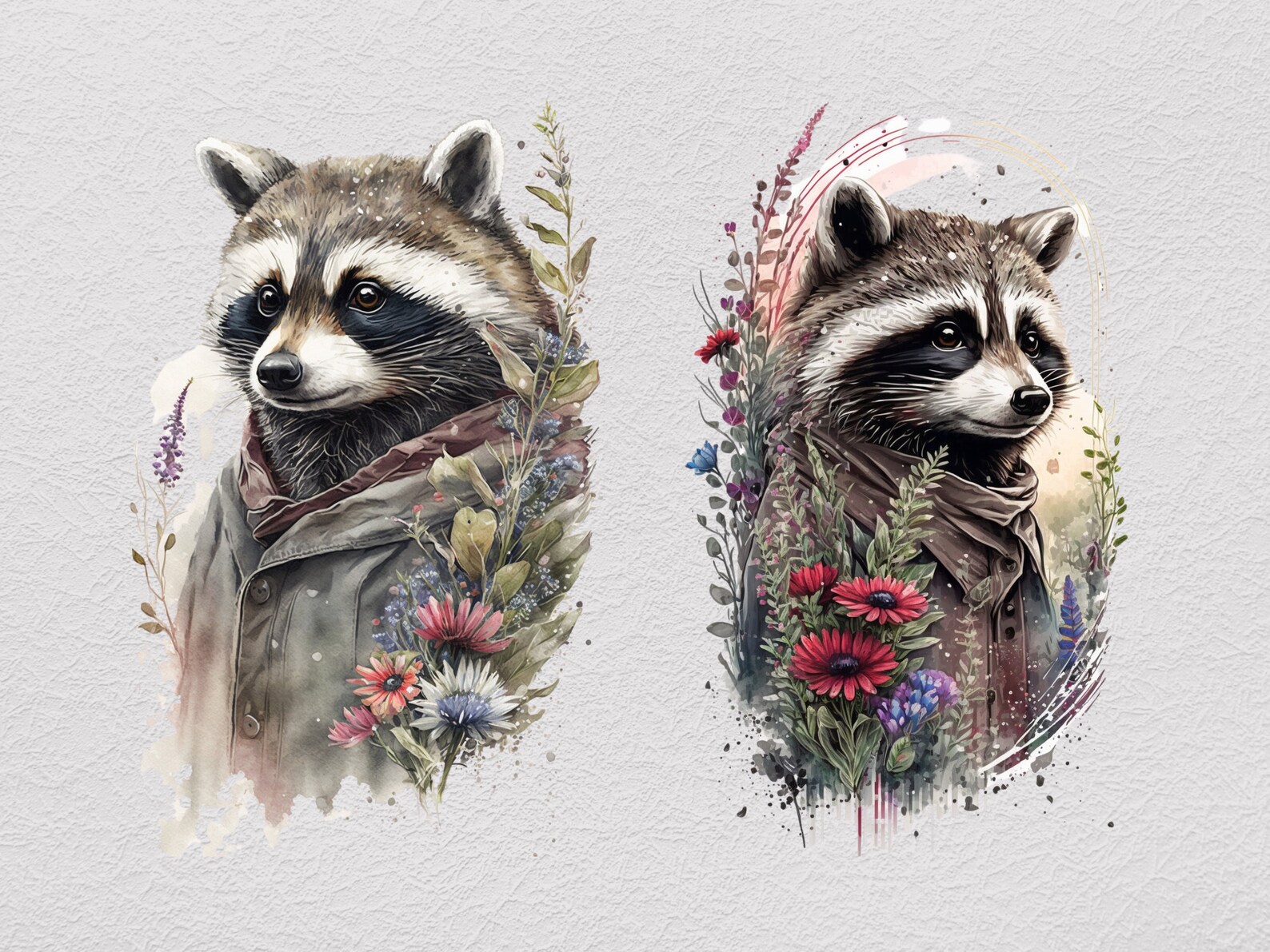 Cute Baby Raccoon Wearing a Scarf PNG, Watercolor Clipart, Transparent ...