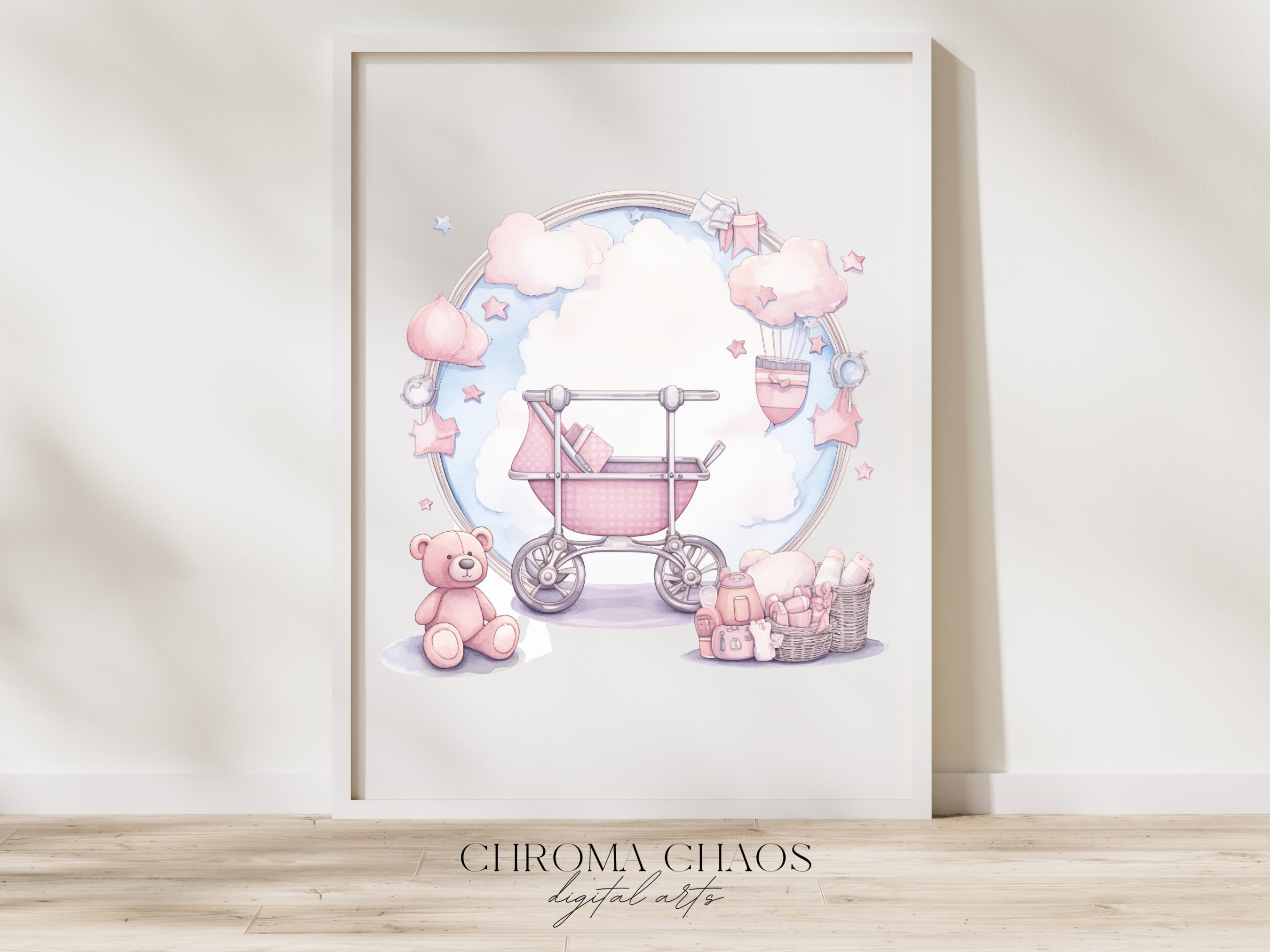 Baby Pink Frame Decorations Clip Art Bundle, Invitation Decor, Wall ...