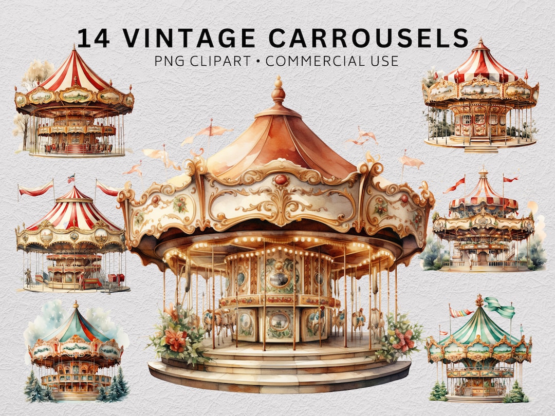 Winter Carrousel Clipart PNG, Vintage Carrousel PNG, Winter Clip Art ...