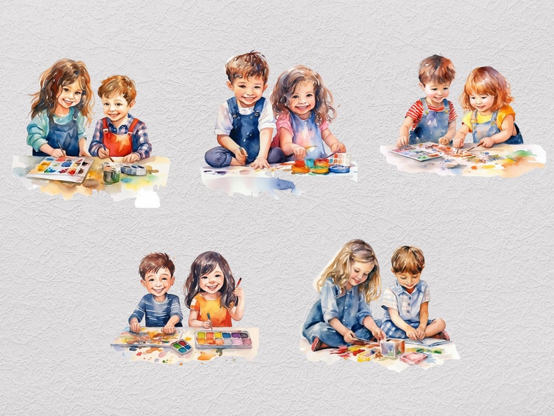 Student Art Class Clipart, School Clipart PNG Bundle, Transparent ...