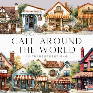 Cafe Around the World Clipart, Watercolour Destination Clipart Bundle ...