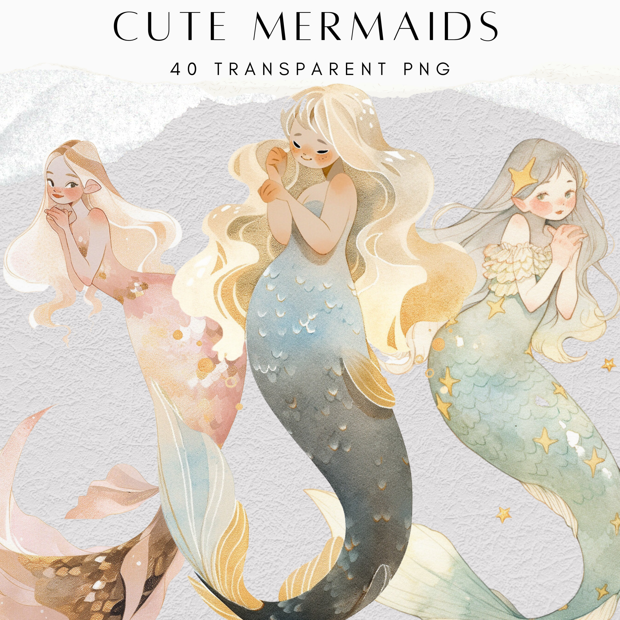 Cute Chubby Mermaid Clipart PNG Mermaid PNG Mermaid Clipart - Etsy