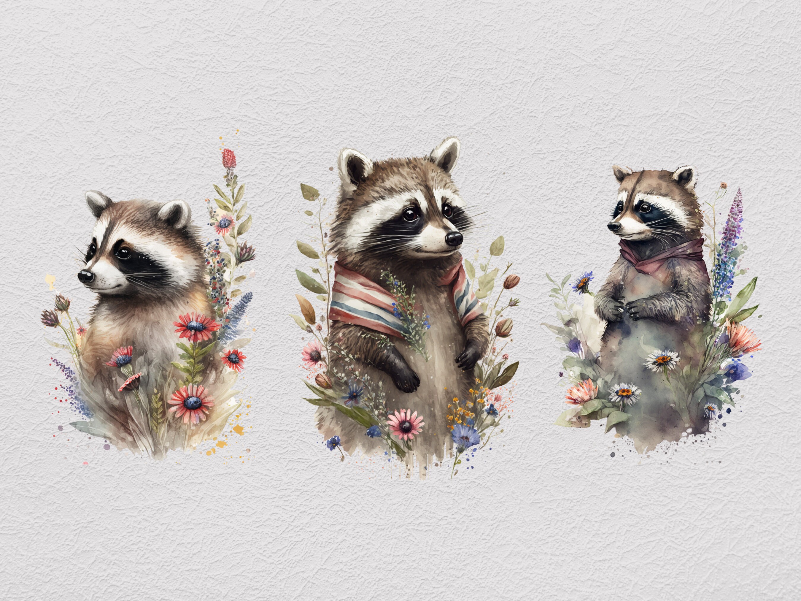 Cute Baby Raccoon Wearing a Scarf PNG, Watercolor Clipart, Transparent ...
