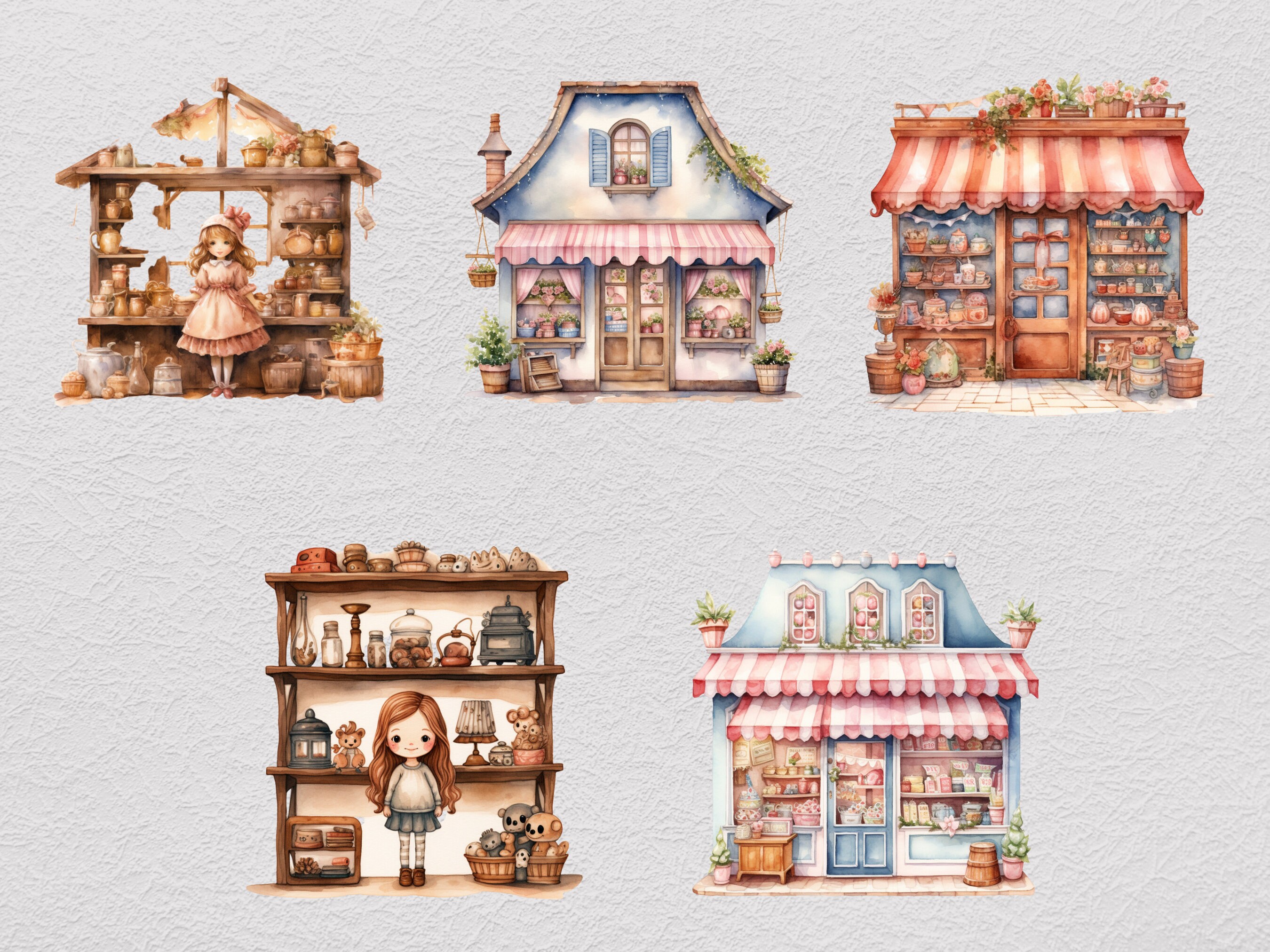 Vintage Doll Shop Clipart Bundle, Doll Shop PNG, Christmas Market ...