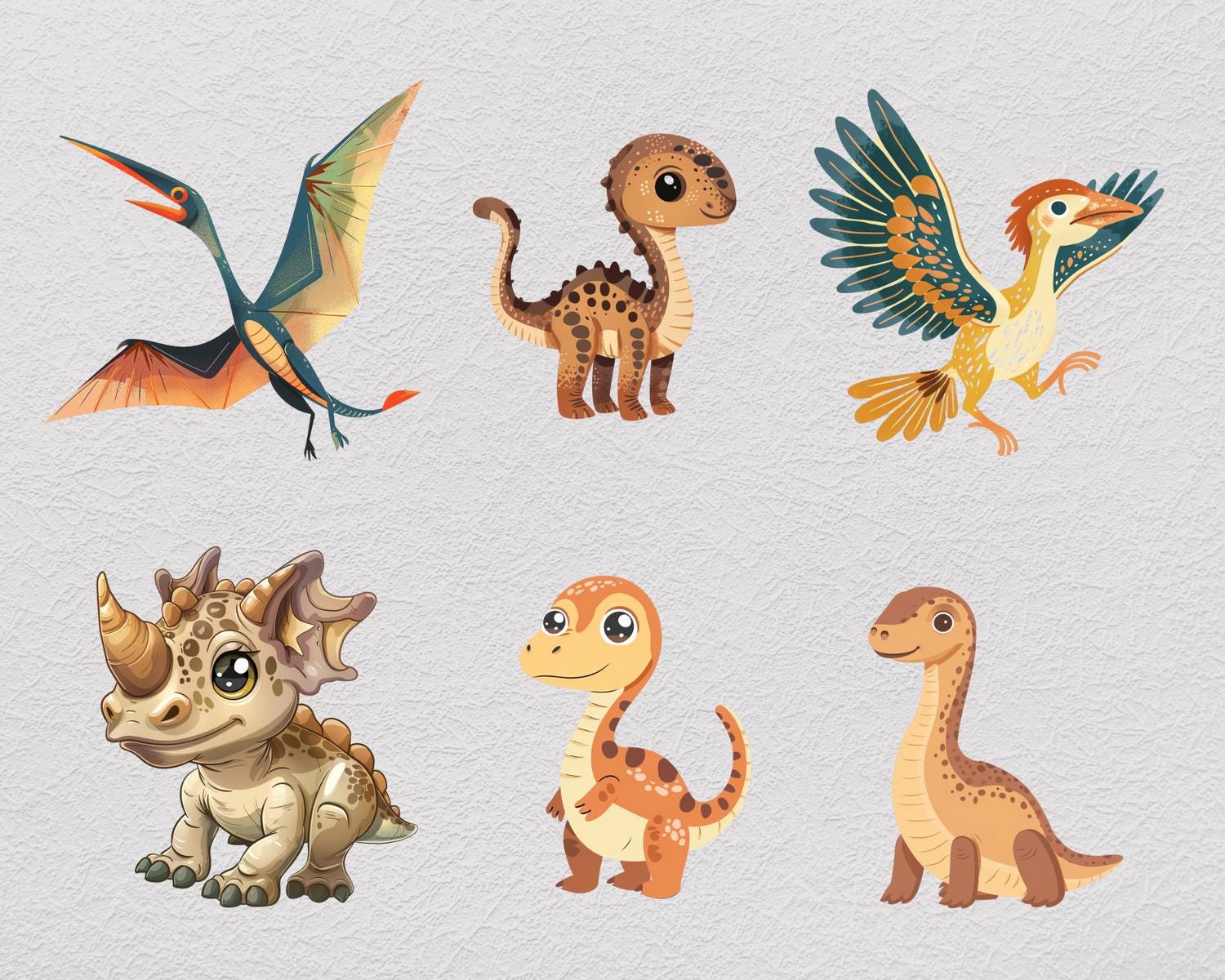 58 Dinosaurs for Children Clipart PNG Bundle, Transparent Clip Art for ...