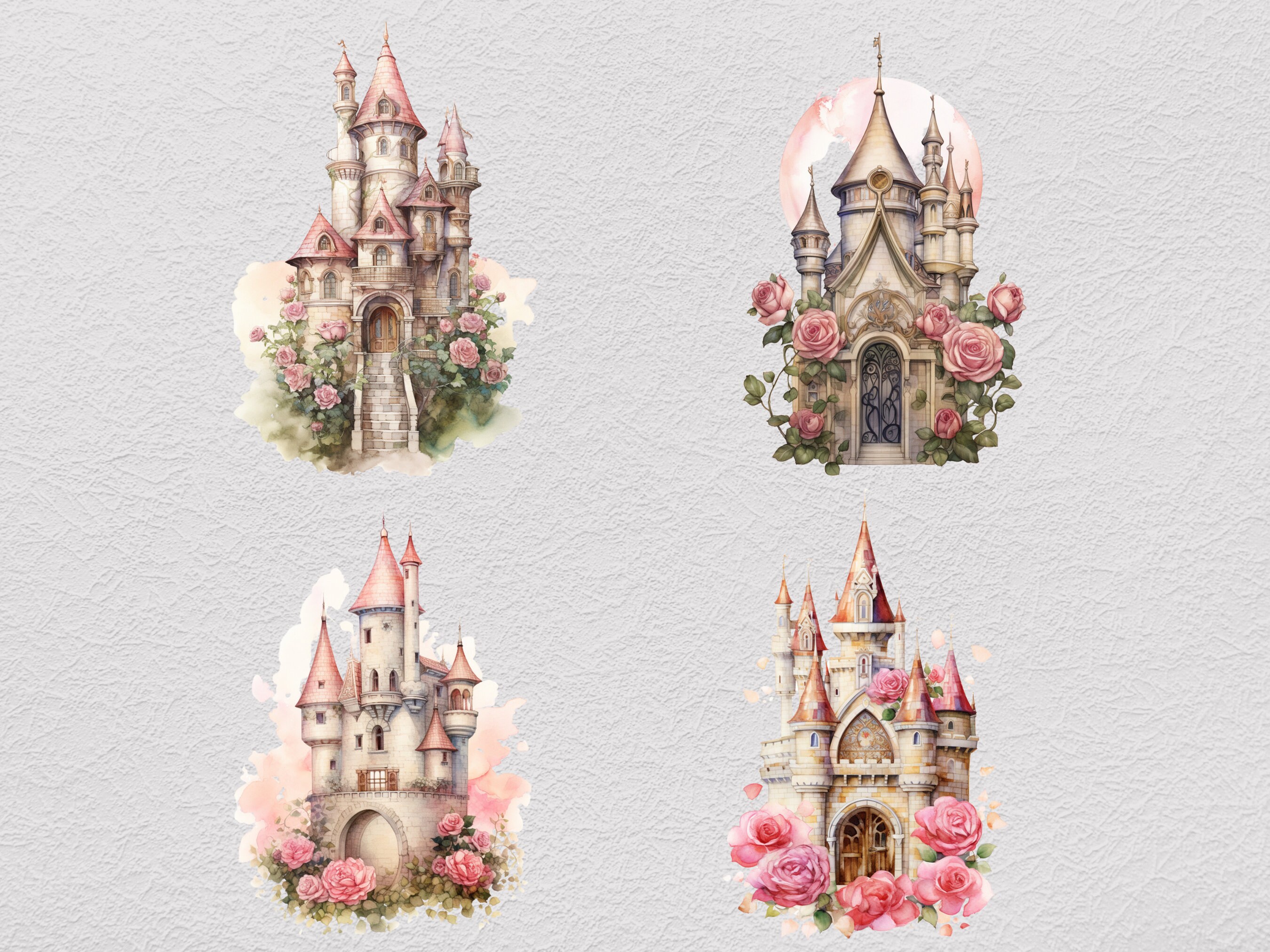 Dreamy Floral Castles Clipart PNG, Flower Castle PNG, Winter Clip Art ...
