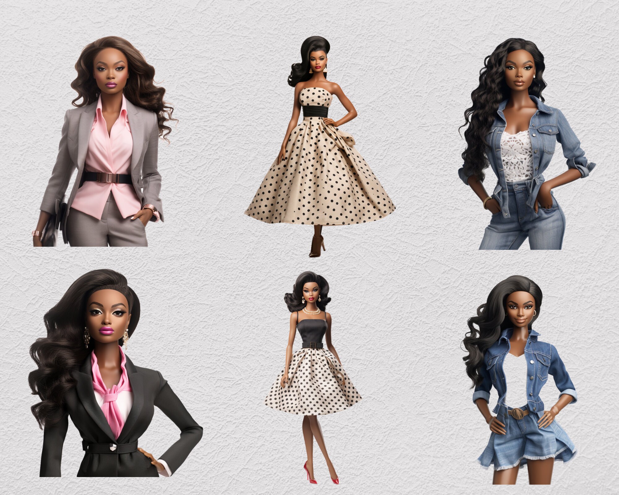 80 African Doll Clipart, Dark Skin Fashion Girl Clipart, Princess Doll ...