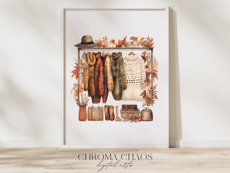 40 Watercolour Autumn Wardrobe Clipart Bundle, Autumn Clothes Clipart ...