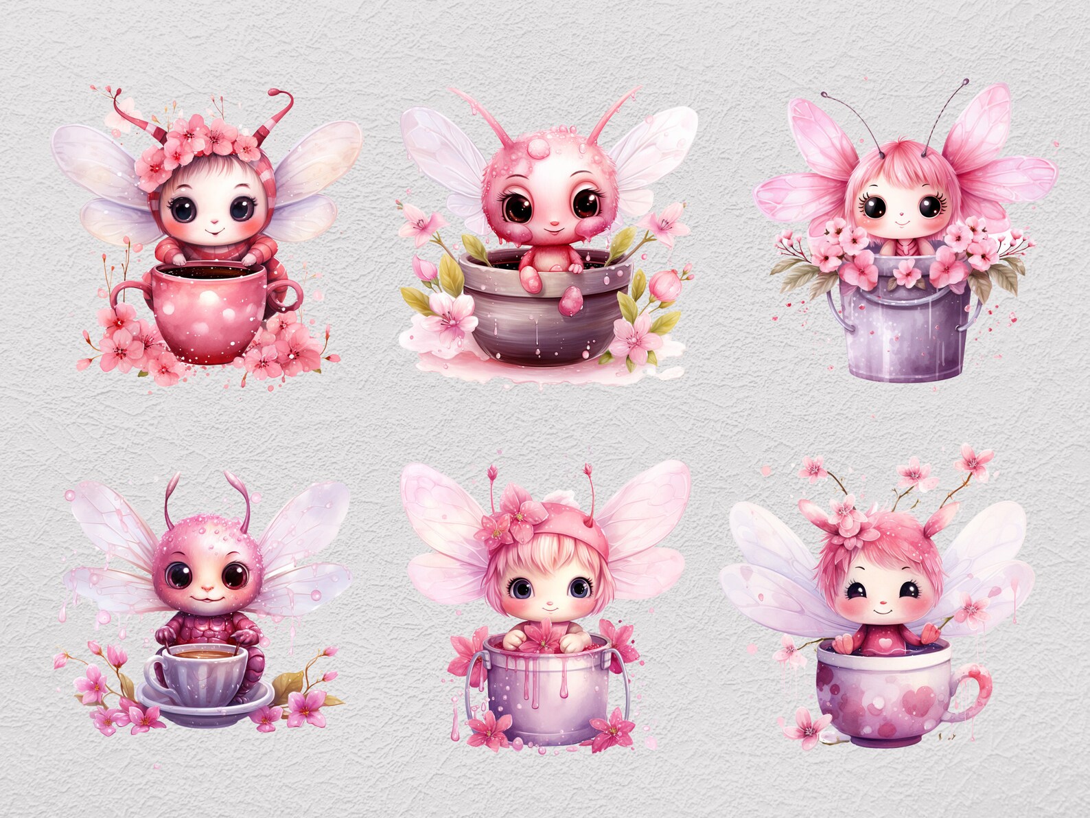 Cute Pink Bugs Clipart, Bug PNG, Cute Critters, Scarf and Beanie, Snowy ...