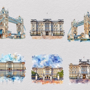 London Clipart, Watercolour City Clipart Bundle, Around the World ...