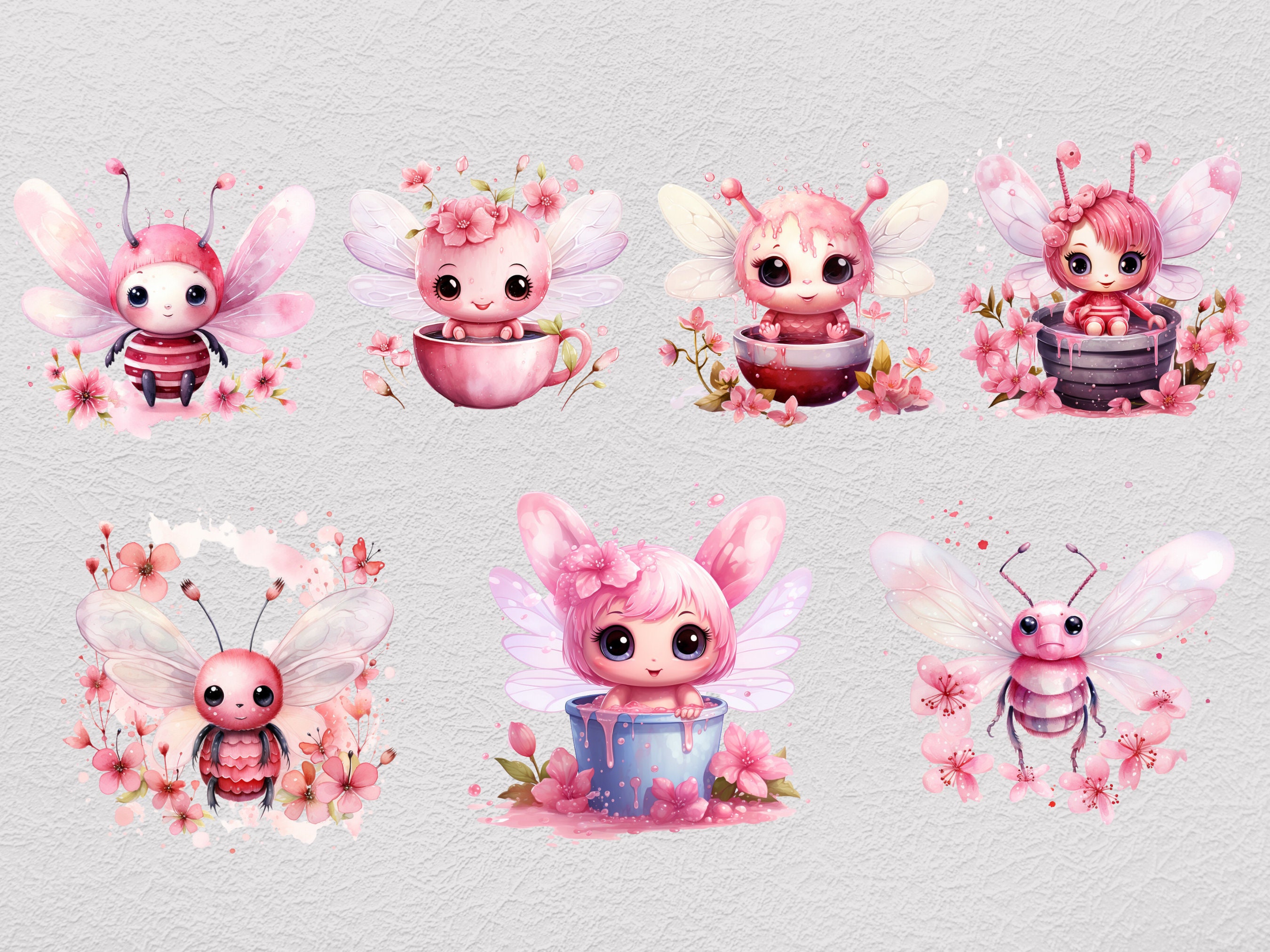 Cute Pink Bugs Clipart, Bug PNG, Cute Critters, Scarf and Beanie, Snowy ...