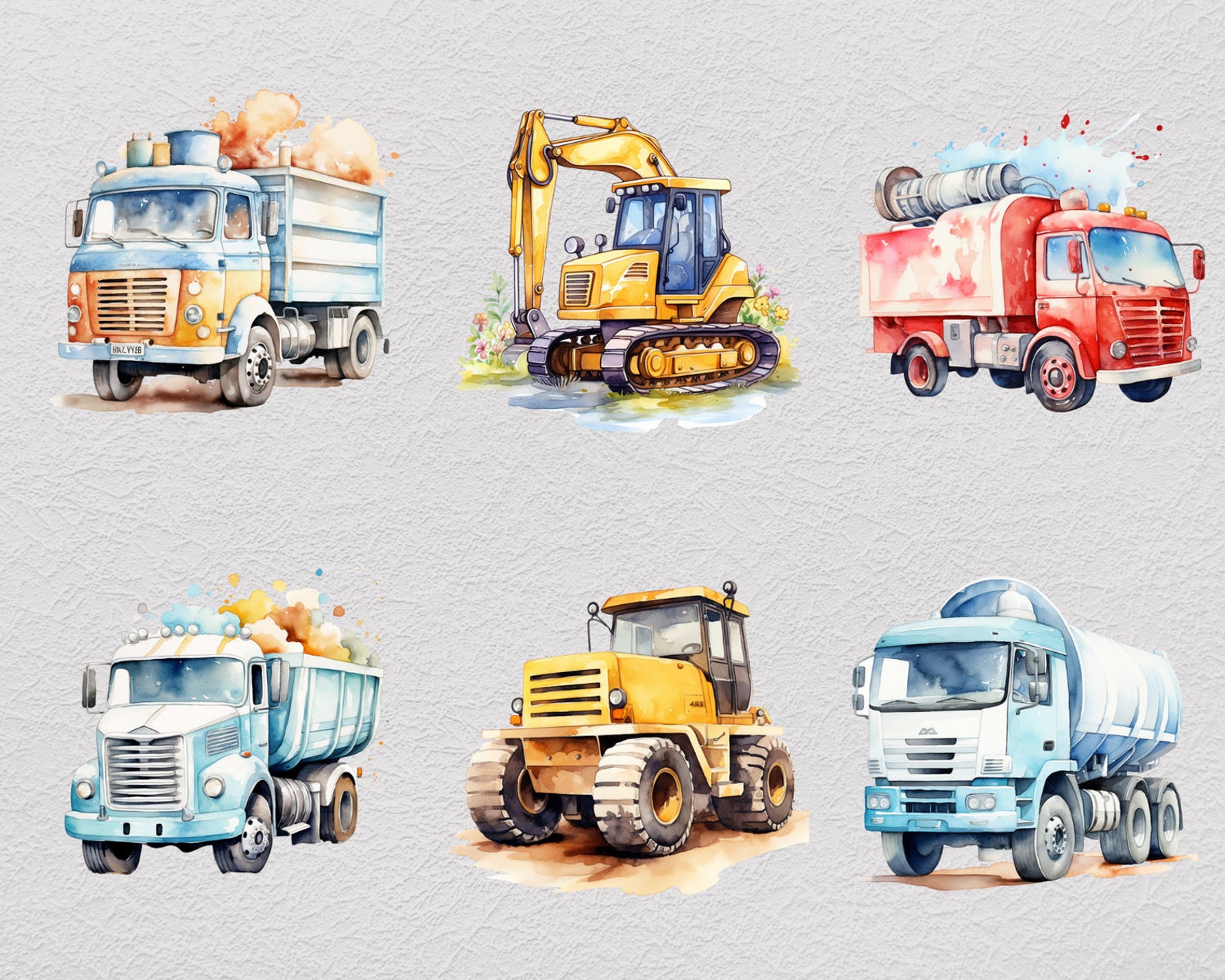 Construction Vehicles Clipart PNG Bundle, Transparent Clip Art for Kids ...