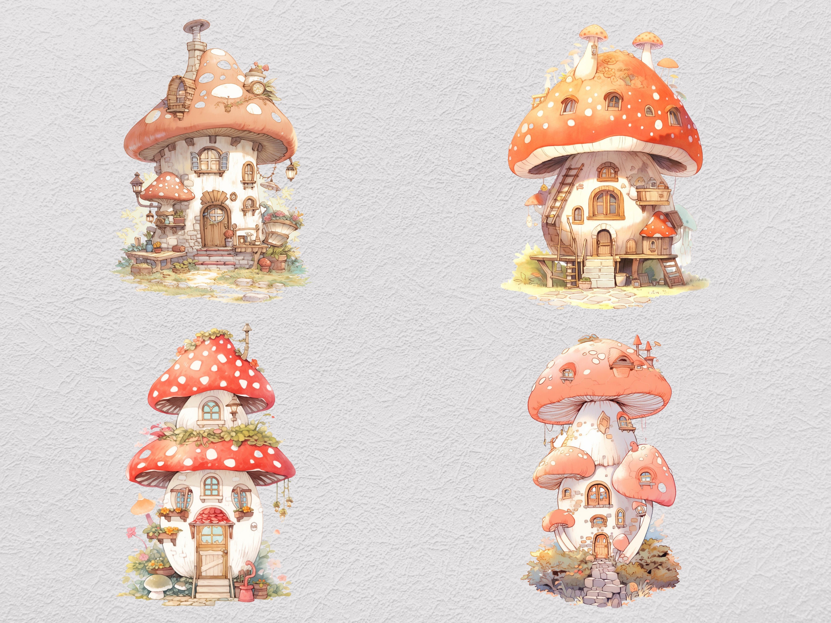 Mushroom Houses Clipart PNG, Mushroom PNG, House Clip Art, Scrapbook ...