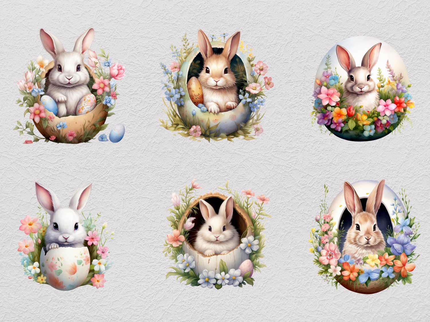 Watercolor Cute Little Bunny Clipart, Rabbit in a Basket, Bunny Clipart ...