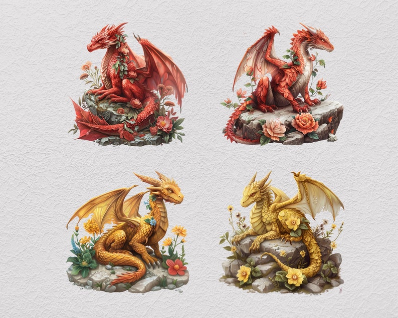 28 Dragons Clipart PNG Bundle, Transparent Clip Art for Kids Activity ...