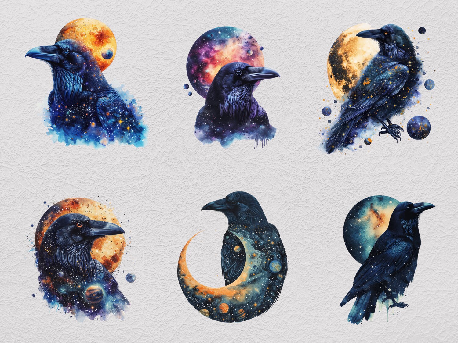 Raven and the Galaxy, Cosmic Raven Clipart Raven PNG Bundle Witchcraft ...