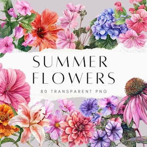 80 Summer Flowers PNG, Sunflower Clipart Bundle, Transparent PNG ...