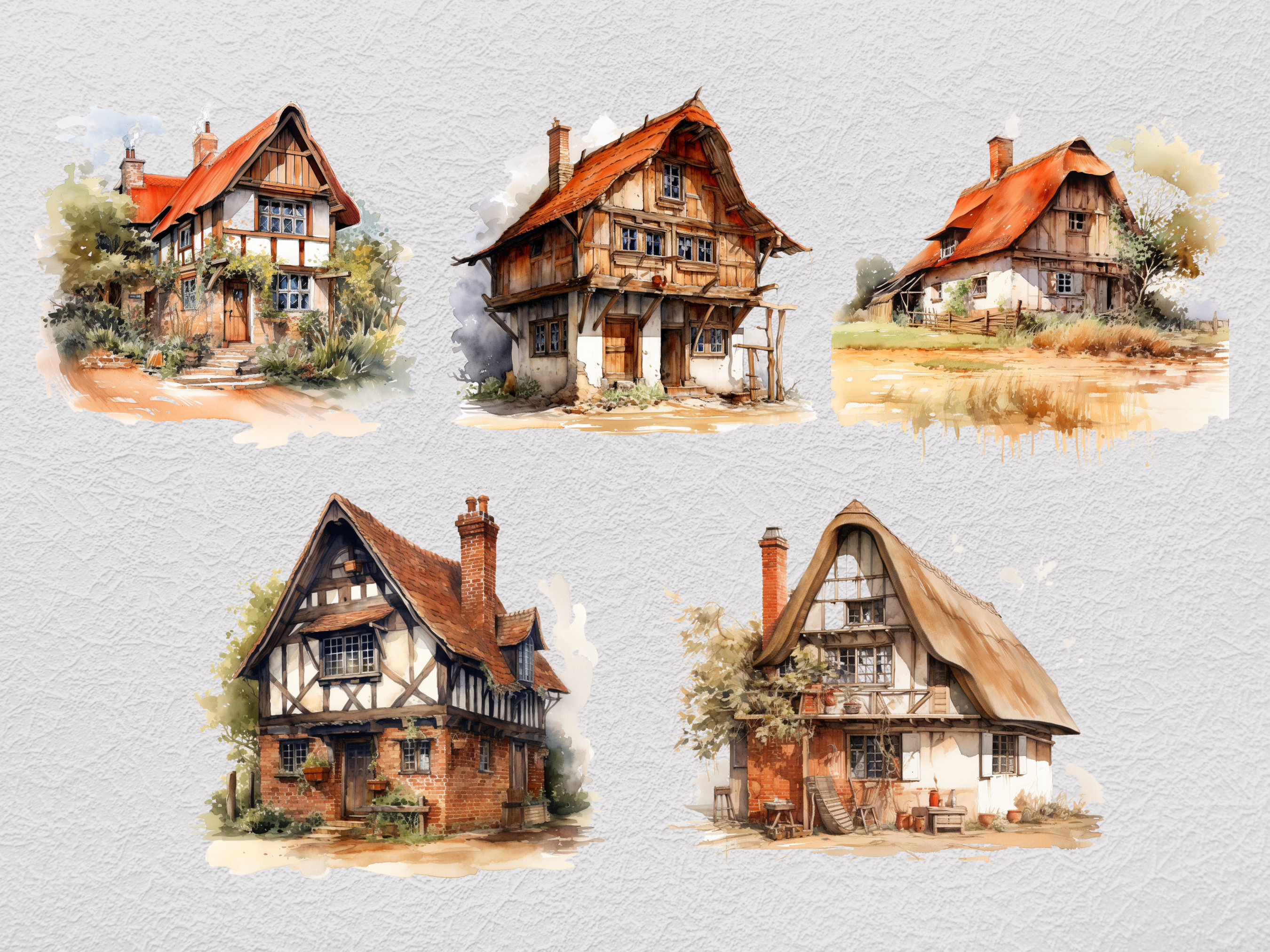 Rustic Farmhouse Clipart PNG Cottage PNG Farmhouse Clip Art - Etsy