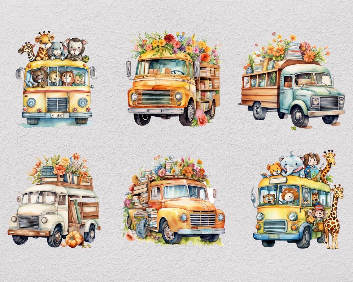 Back to School Clipart PNG Bundle, Transparent Clip Art for Kids ...