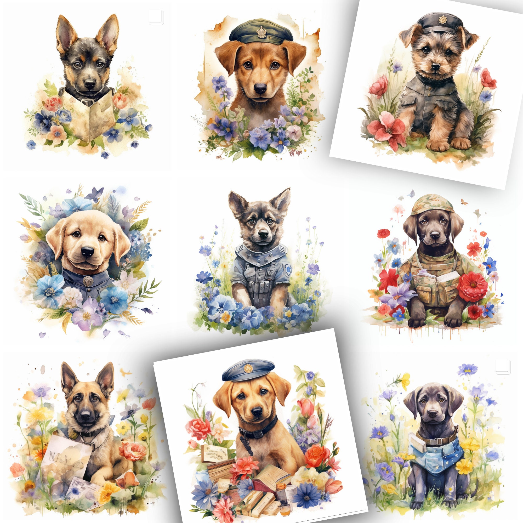 15 Military Email Dog PNG, Watercolor Clipart, First Birthday Decor ...