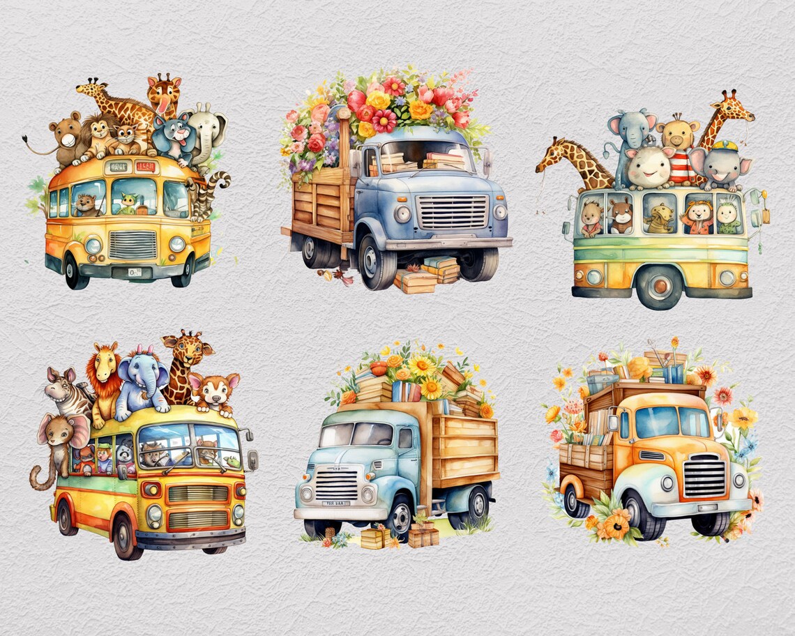 Back to School Clipart PNG Bundle, Transparent Clip Art for Kids ...