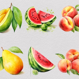 106 Watercolour Fruits Clipart Bundle,m, Fruits Clipart, Papaya, Kiwi ...