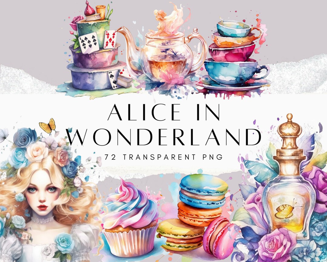 Alice in Wonderland PNG, Watercolor Alice in Wonderland Clipart ...