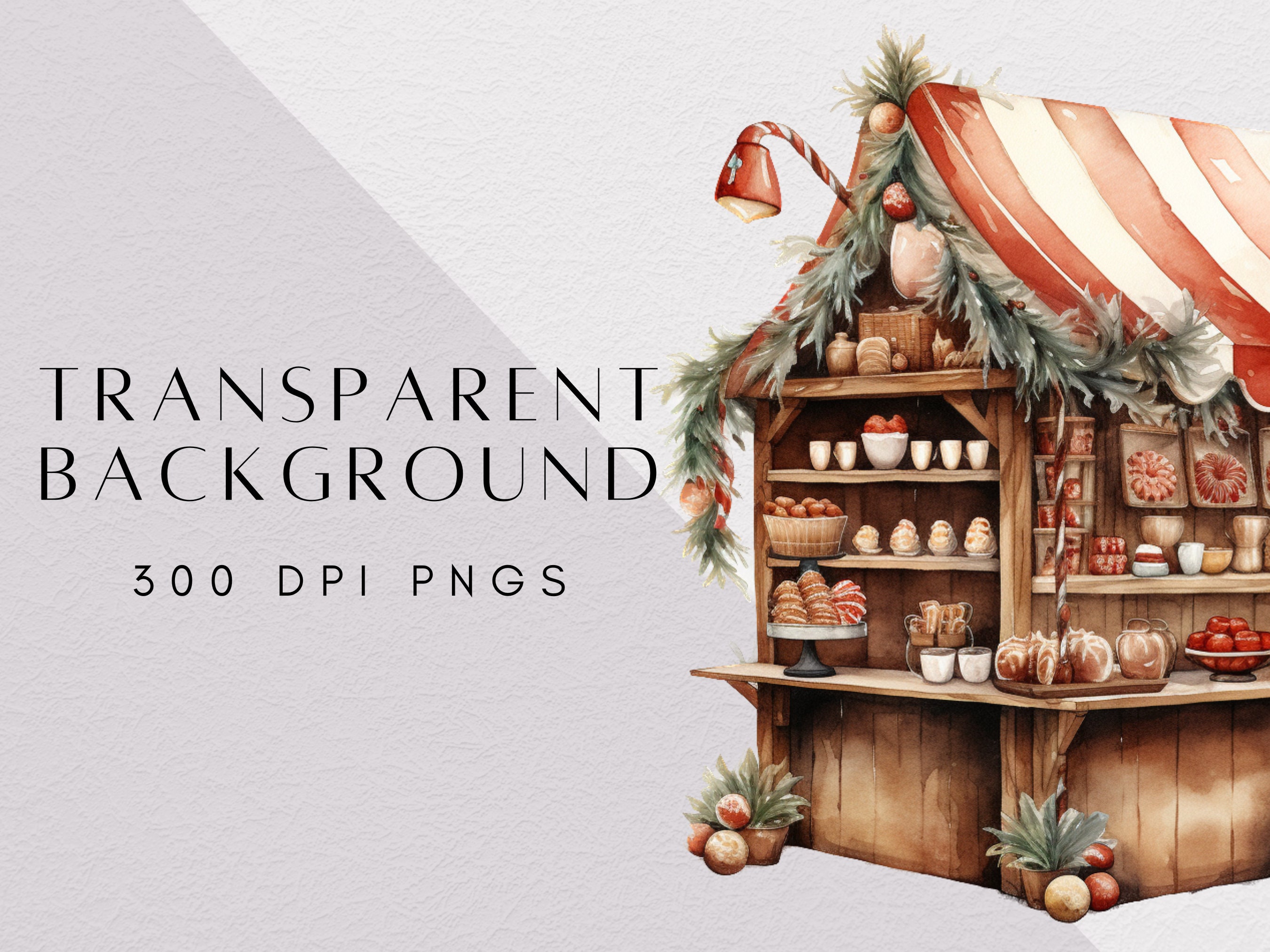 Watercolour Winter Market Clipart Bundle, Christmas Market, Stall ...