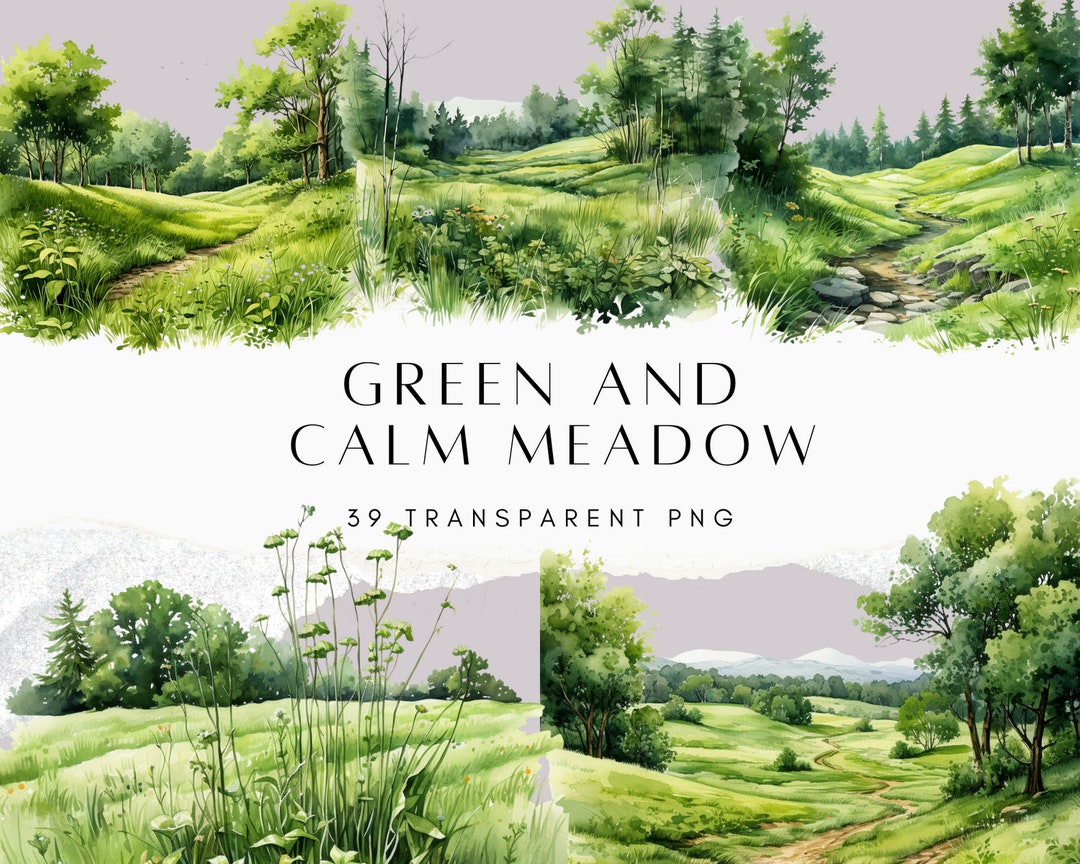 Green Meadow PNG, Calm Meadow Clipart Bundle, Transparent PNG ...