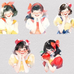 Watercolor Snow White Clipart Bundle, Princess Clipart, Scrapbooking ...