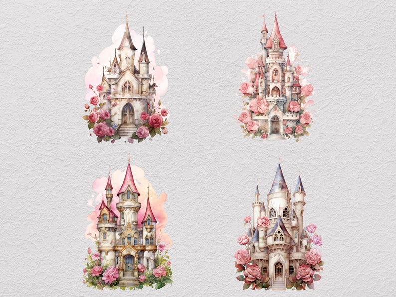 Dreamy Floral Castles Clipart PNG, Flower Castle PNG, Winter Clip Art ...