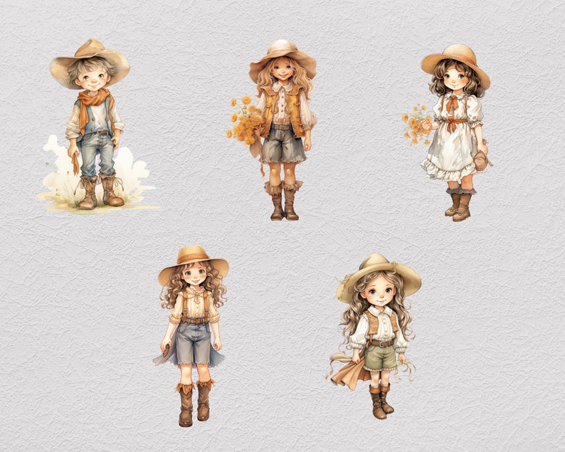 Cute Little Cowboy Clipart PNG Sublimation Bundle, Horse Clipart ...