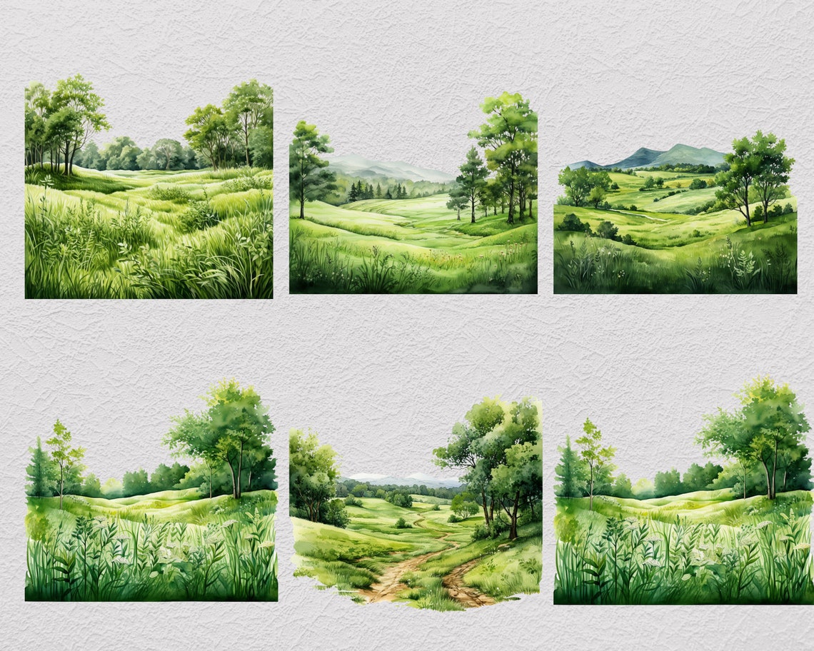 Green Meadow PNG, Calm Meadow Clipart Bundle, Transparent PNG ...