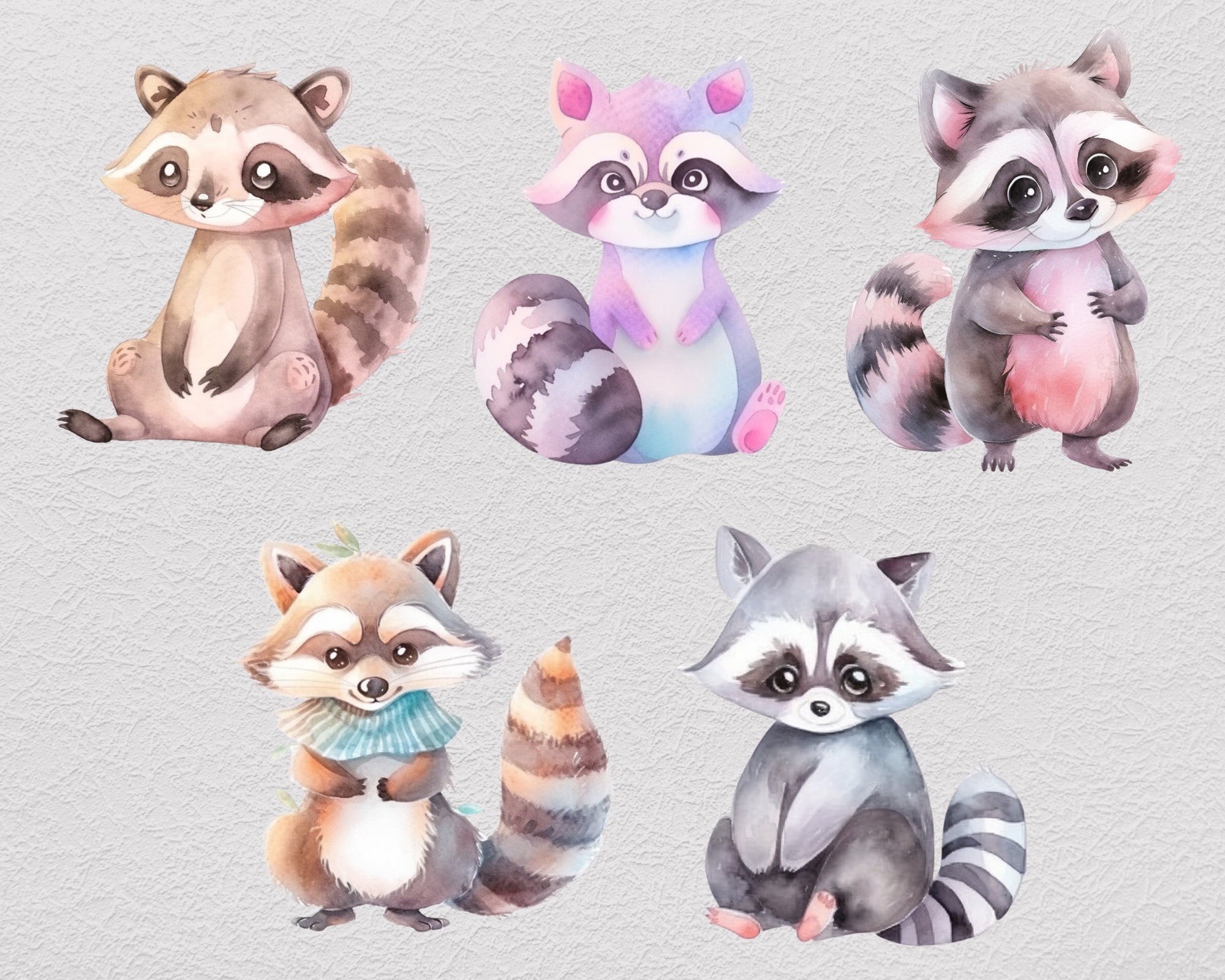 Cute Raccoons Clipart Cute Critters Scarf and Beanie Snowy - Etsy