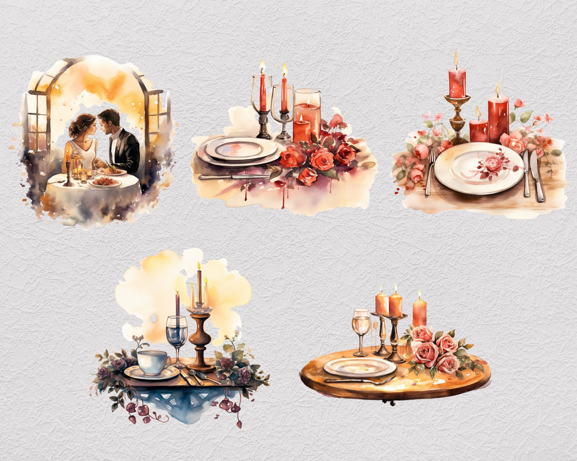 Candlelight Dinner Clipart, Romantic Dinner PNG, Couple PNG, Valentine ...