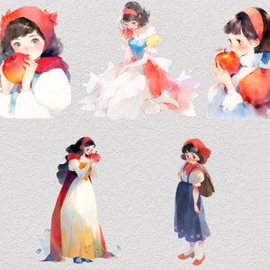 Watercolor Snow White Clipart Bundle Princess Clipart - Etsy