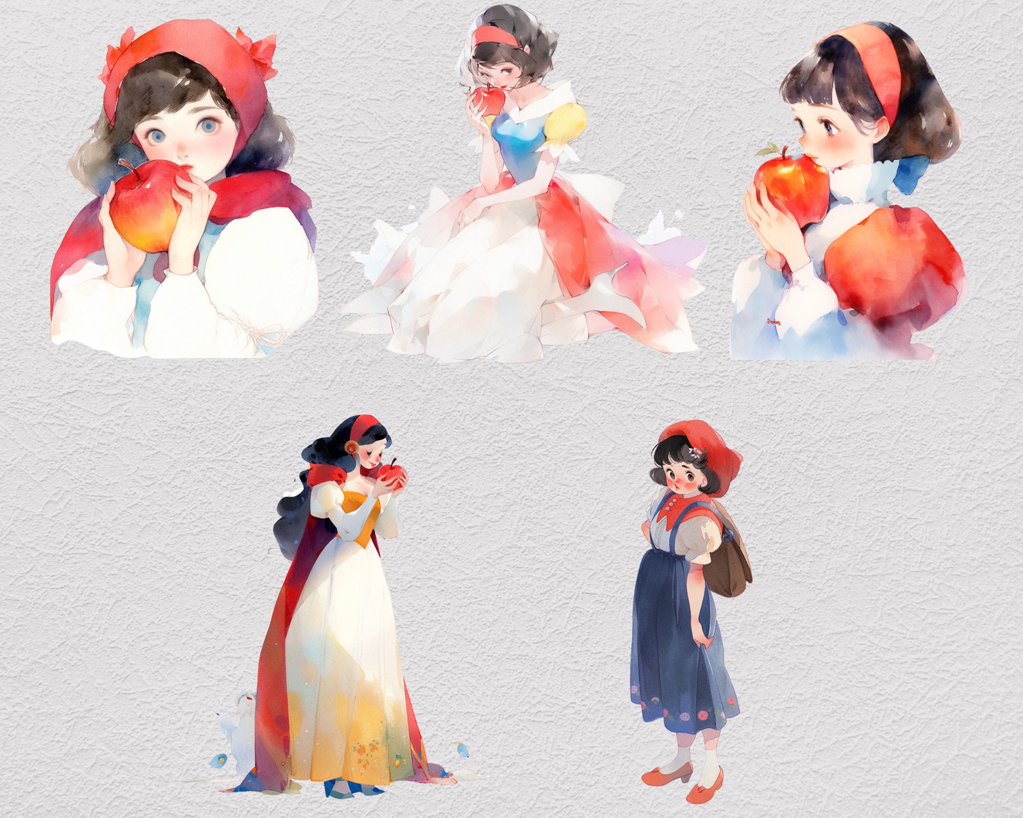Watercolor Snow White Clipart Bundle Princess Clipart - Etsy