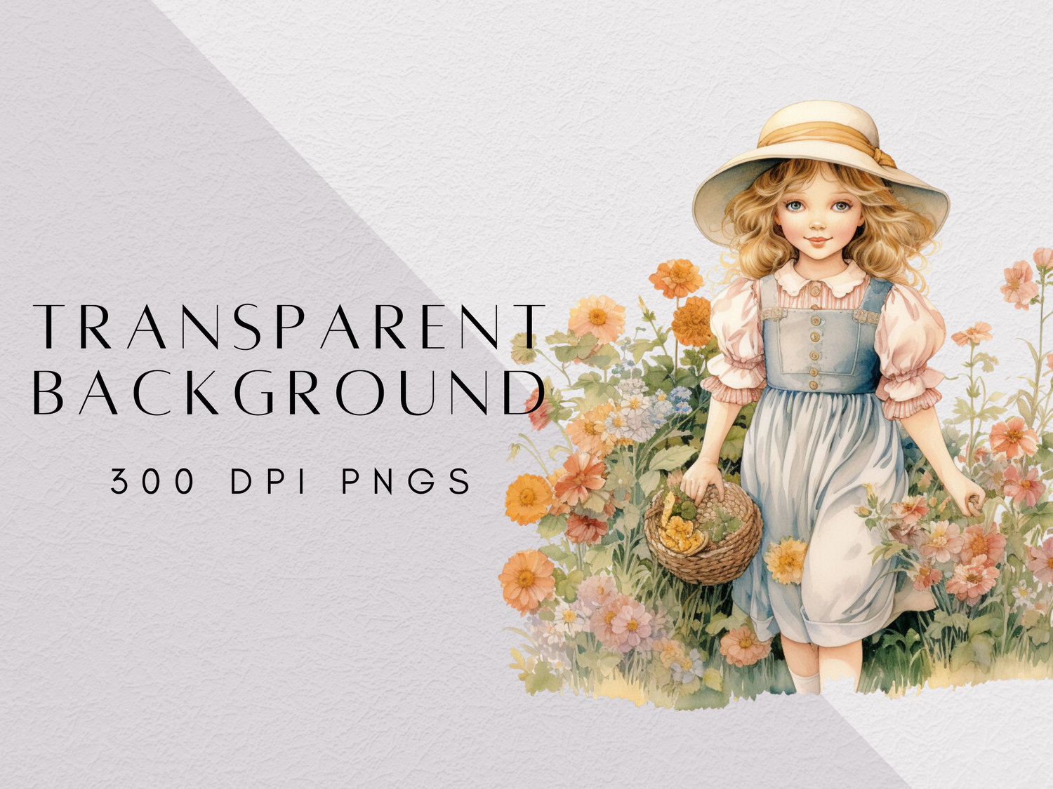 Farm Girl in Flower Garden Clipart PNG Sublimation Bundle, Flower ...