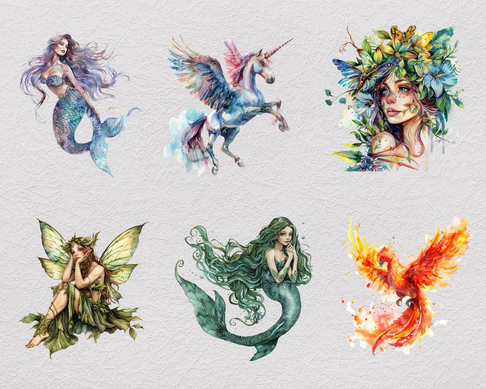 120 Mythical Creatures Clipart PNG Bundle, Transparent Clip Art for ...