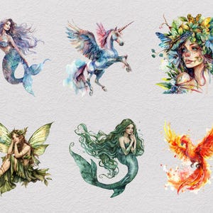 120 Mythical Creatures Clipart PNG Bundle, Transparent Clip Art for ...