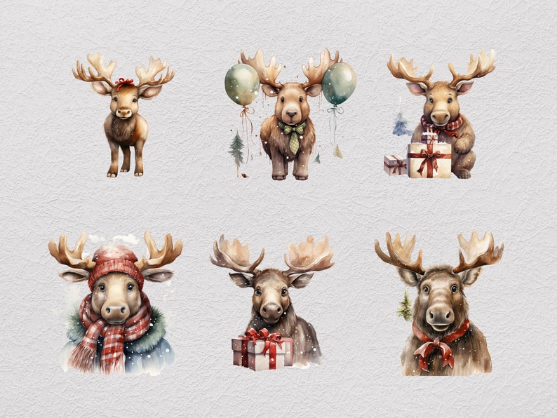 40 Cute Winter Moose Clipart Moose Family PNG Scarf and - Etsy