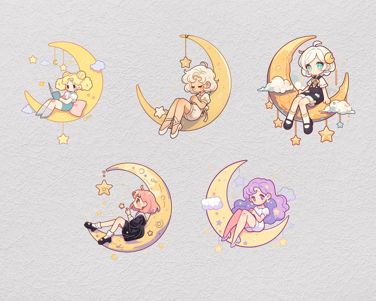 Moonlit Chibi Witch Clipart PNG, Decoration Clip Art, Scrapbook Junk ...