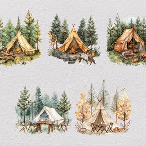 Summer Camping Holiday Clipart, Watercolour City Clipart Bundle, Around ...