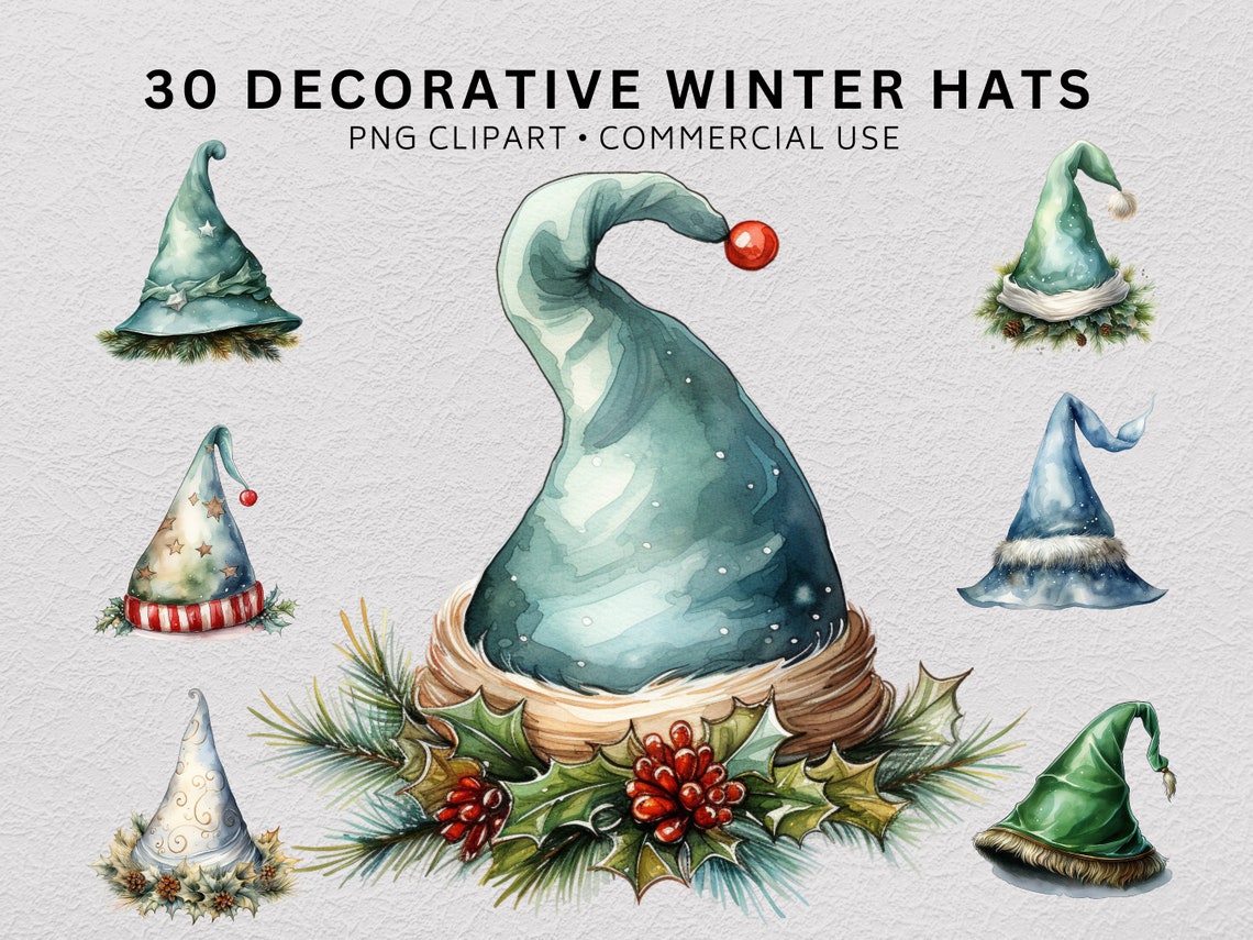Decorative Winter Hats Clipart Bundle Winter Clothes Clipart - Etsy