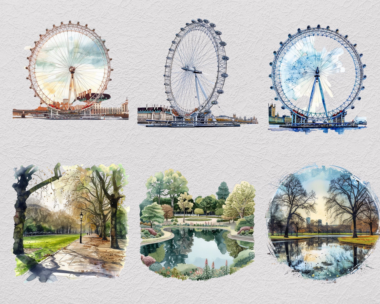 London Clipart, Watercolour City Clipart Bundle, Around the World ...