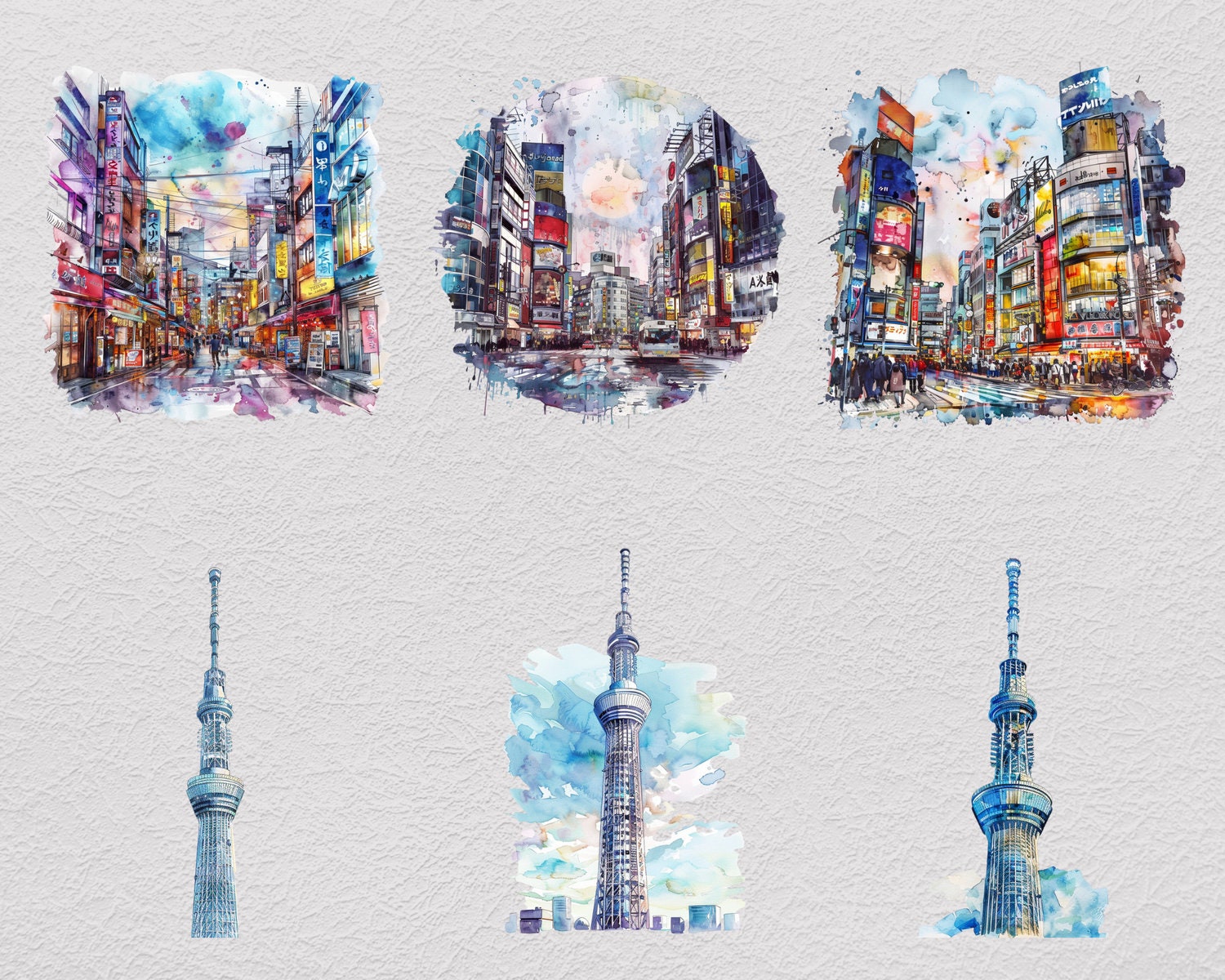 Tokyo Clipart, Watercolour City Clipart Bundle, Around the World ...