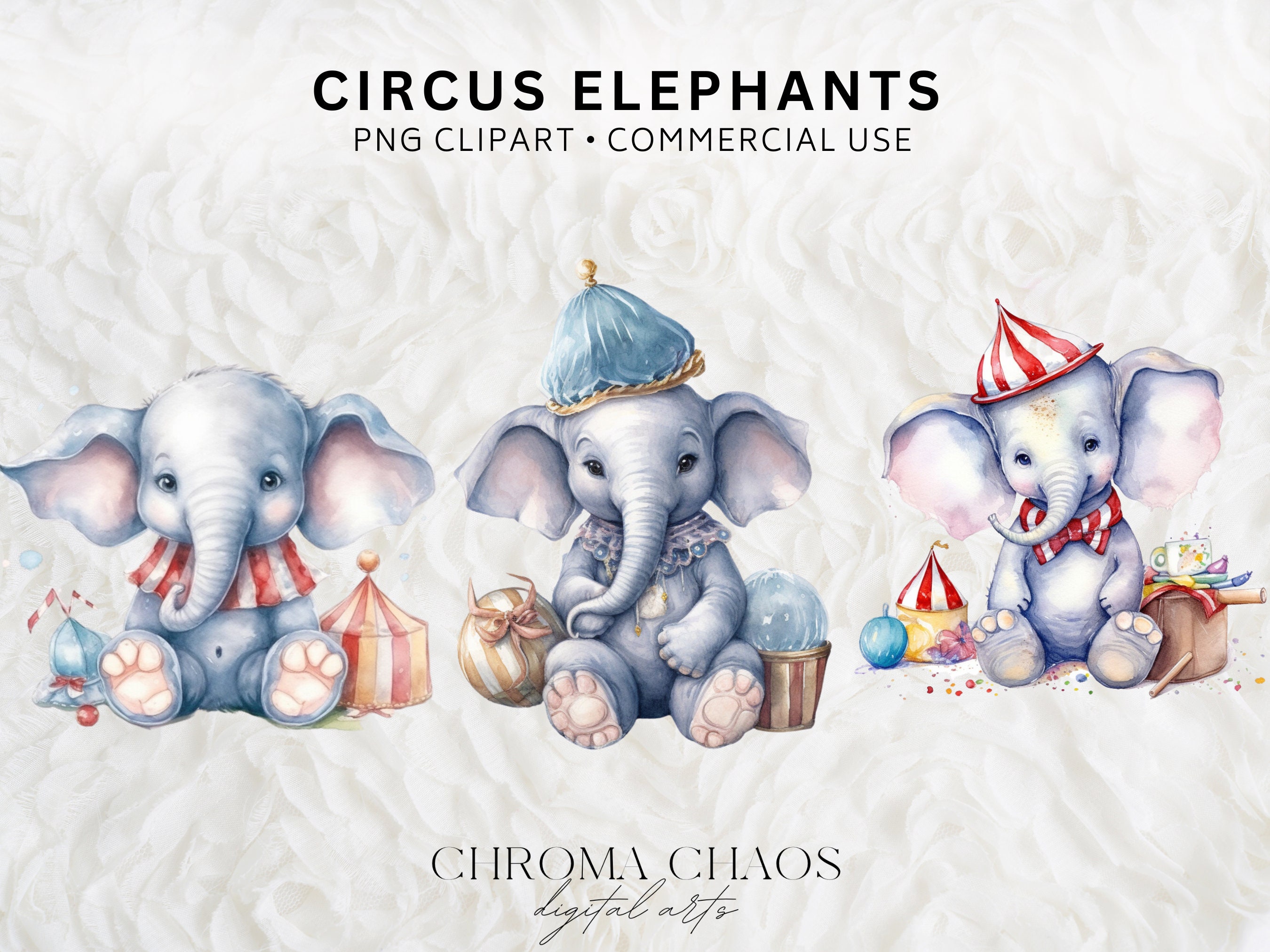 12 Cute Circus Elephants Clip Art Kids Birthday Decor - Etsy