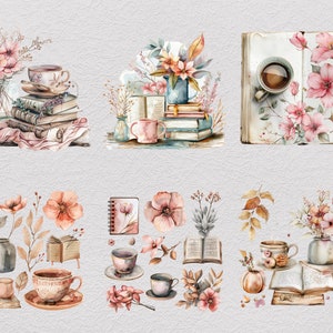 Watercolour Cozy Journaling Clipart Bundle, Books Clipart, Cozy Clipart ...